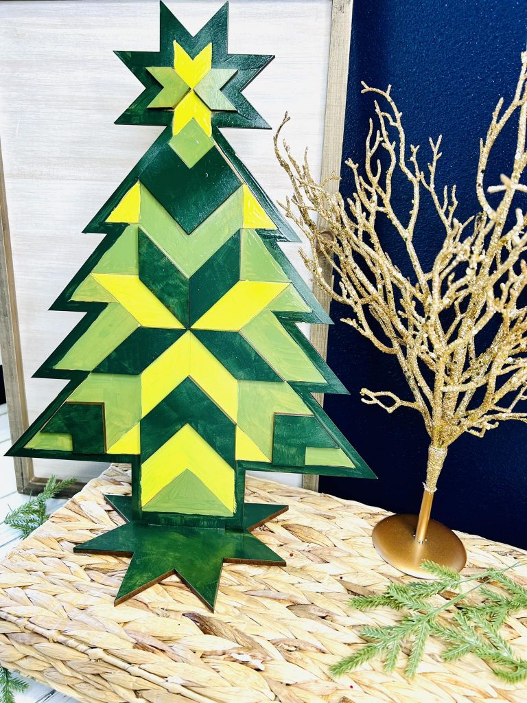 Wooden 12″ Barn Quilt 3-D Tree w/Stand Paint by Number Kit - Create ...
